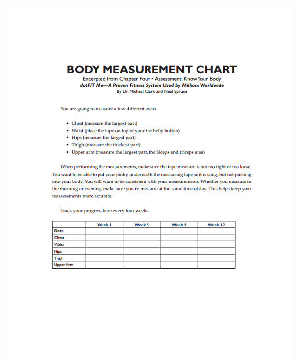 Measurement Chart Templates - 9+ Free Sample, Example Format Download