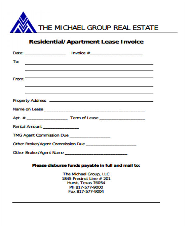 10 Real Estate Invoice Templates Google Docs Google Sheets Excel 
