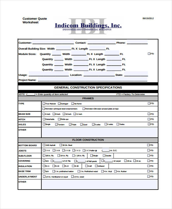 33+ FREE Construction Quotation Templates - AI, PSD, Google docs