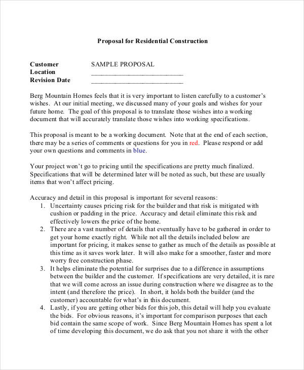 11+ FREE Construction Project Proposal Templates - PDF, Word