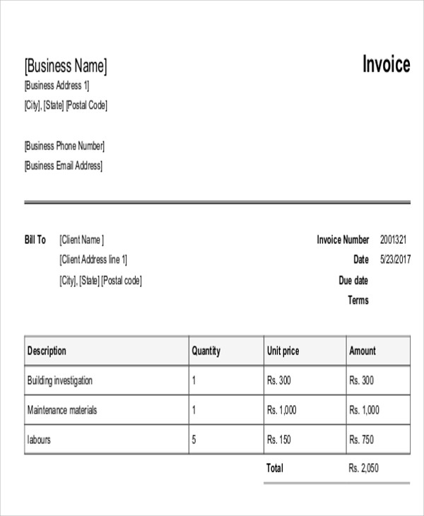 10+ Maintenance Invoice Templates - Free Sample, Example Format Download