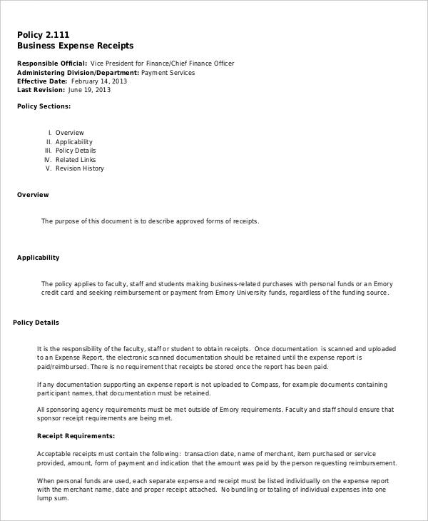 4+ Expense Receipt Templates - Free Sample, Example Format Download