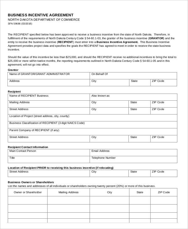Incentive Agreement Templates - 13 Free Word, PDF Format Download
