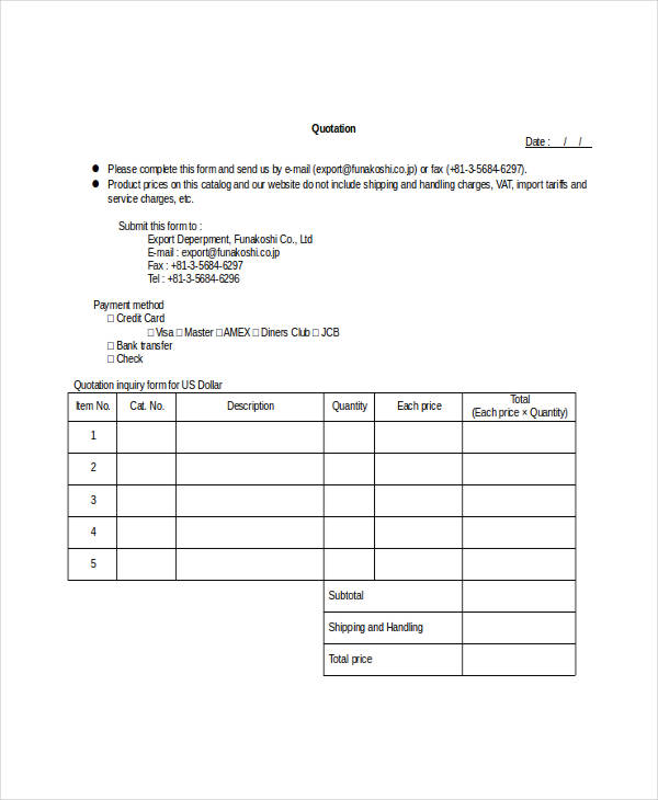 10+ Business Quotation Templates - PDF, DOC