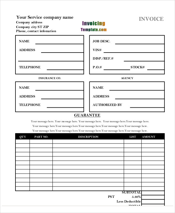 10+ Carpenter Invoice Templates - Free Sample, Example Format Download