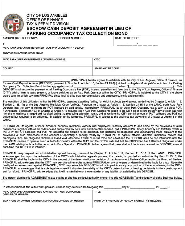 Deposit Agreement Template - 20+ Free Word, PDF Format Download