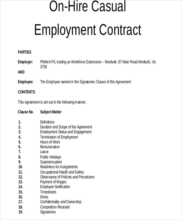 18+ Employment Contract Templates - Pages, Google Docs, Word, PDF