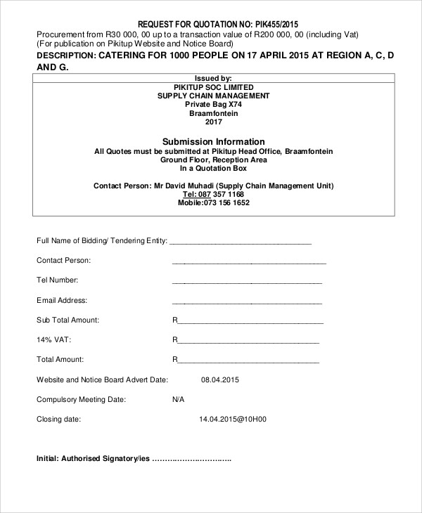 16+ Catering Quotation Templates - Word, PDF