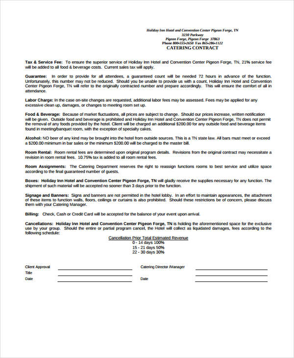 15 Catering Contract Templates Pages Word