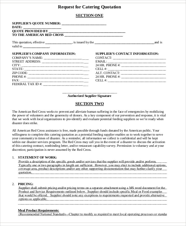 16+ Catering Quotation Templates - Word, PDF