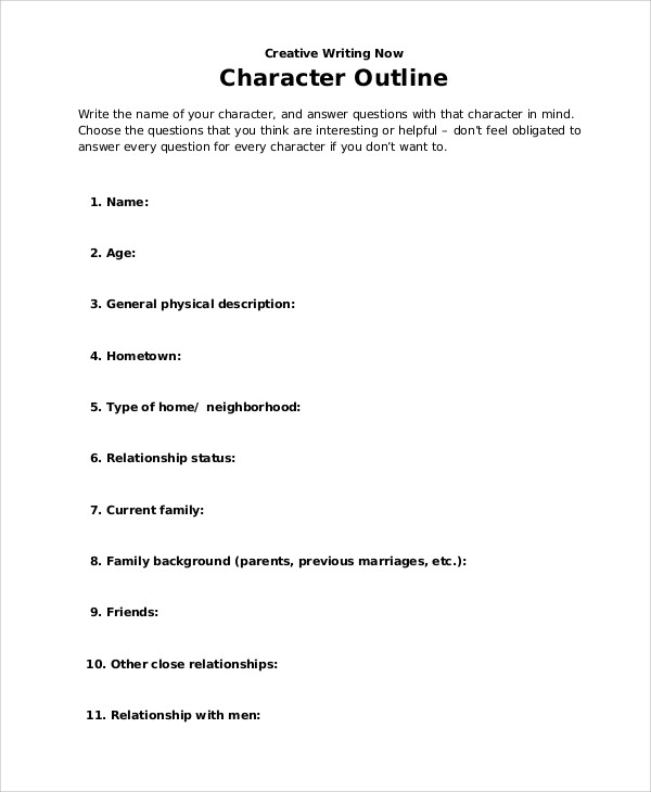 Character Outline Templates - 9+ Word, PDF Format Download