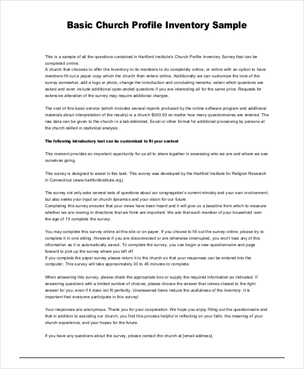 7+ Sample Church Inventory