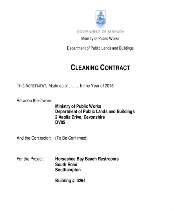 15+ Cleaning Contract Templates - Docs, Word, PDF, Apple Pages