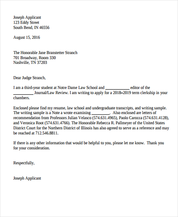 Law Student Cover Letters 8 Free Word PDF Format Download