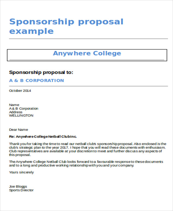 Sports Team Sponsorship Proposal Template Flyer Template