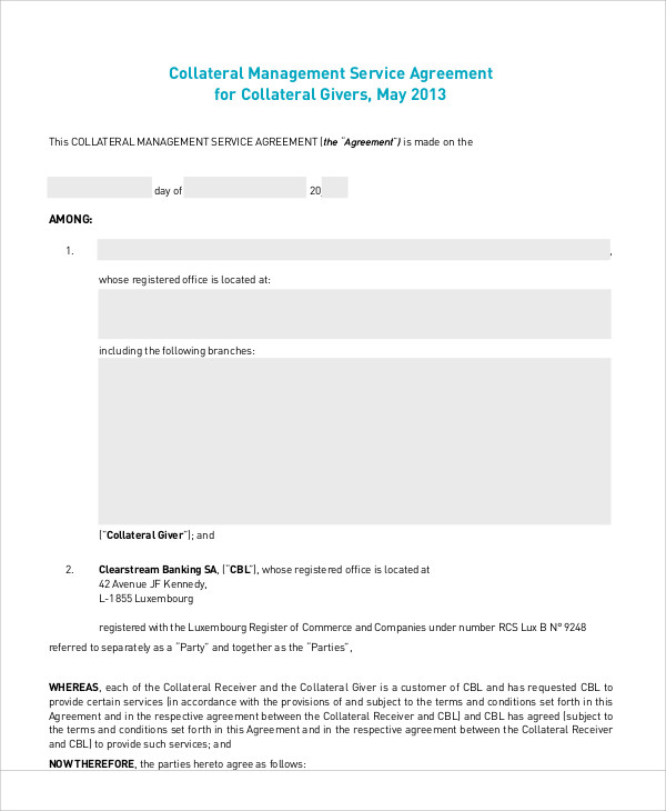 9+ Collateral Agreement Templates - Word, PDF