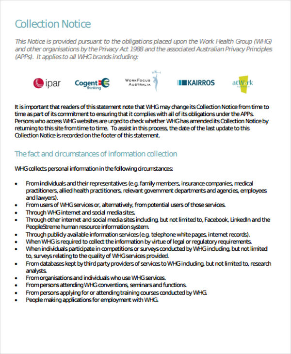 Collection Notice Templates - 10 Free Word, PDF Format Download