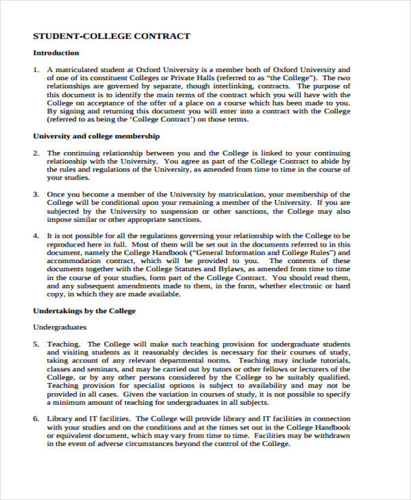 14+ Student Contract Templates - Sample Word, Apple Pages Google Docs ...
