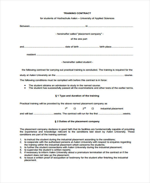11+ Training Contract Templates in PDF | MS Word | Pages | Google Docs