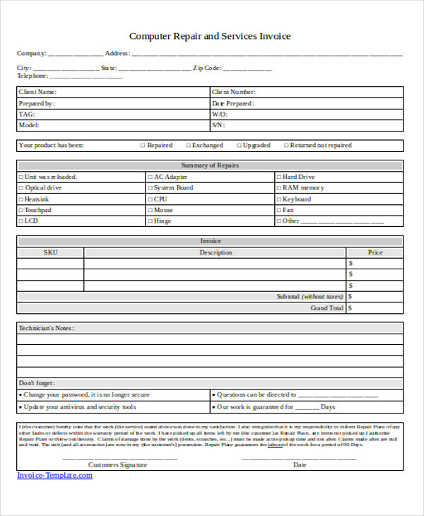 7+ Maintenance Invoice Templates - Free Word, PDF Format Download