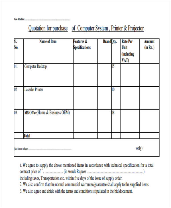 11+ Purchase Quotation Templates - Samples, Examples Format Download