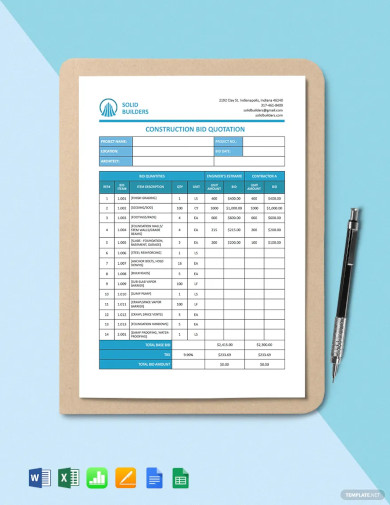 33+ FREE Construction Quotation Templates - AI, PSD, Google docs