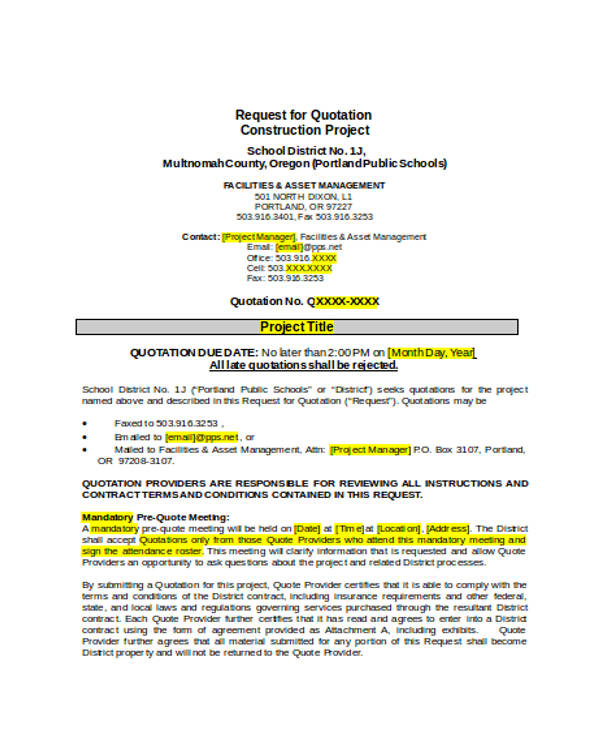 33+ FREE Construction Quotation Templates - AI, PSD, Google docs