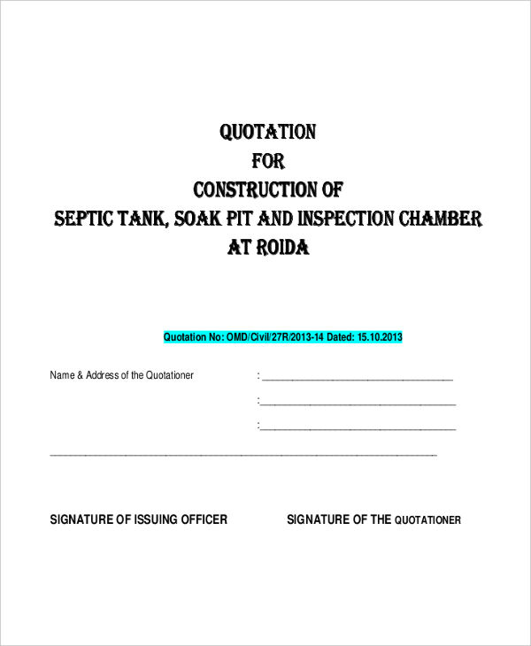 9+ FREE Construction Quotation Templates - PDF, Word, Apple Pages