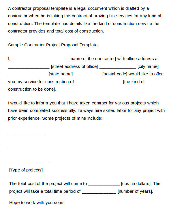 17+ Contractor Proposal Templates - Free Word, PDF Format Download