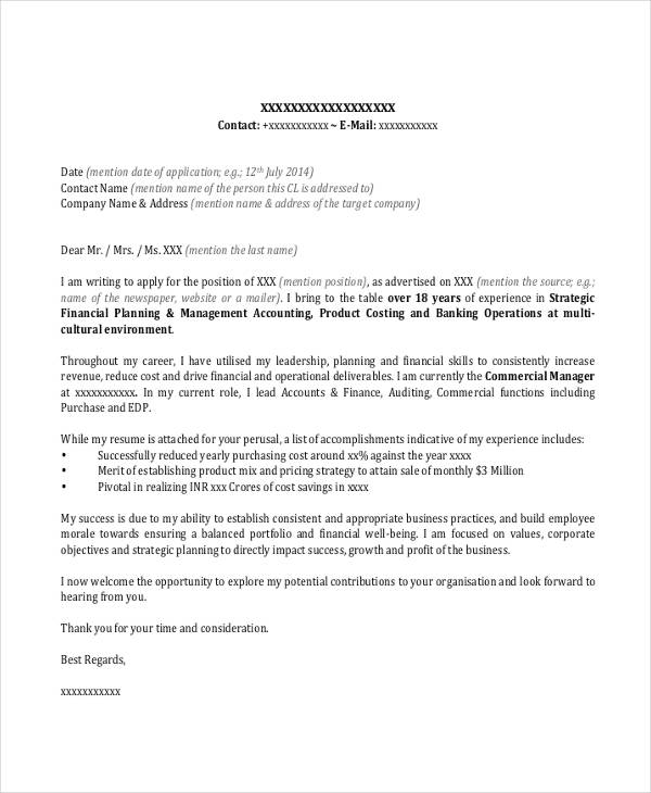 16+ Banking Cover Letter Templates - Sample, Example