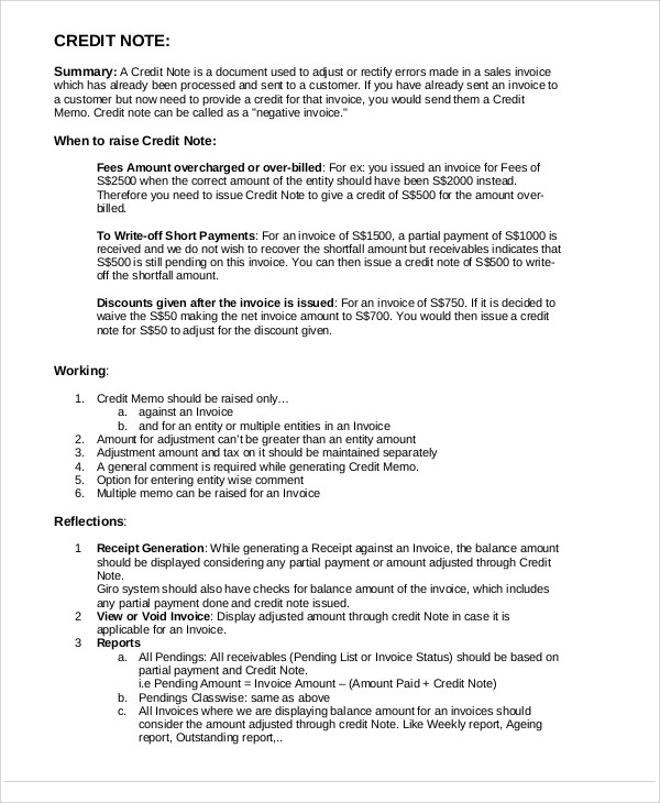11+ Credit Note Templates - Free Sample, Example Format Download