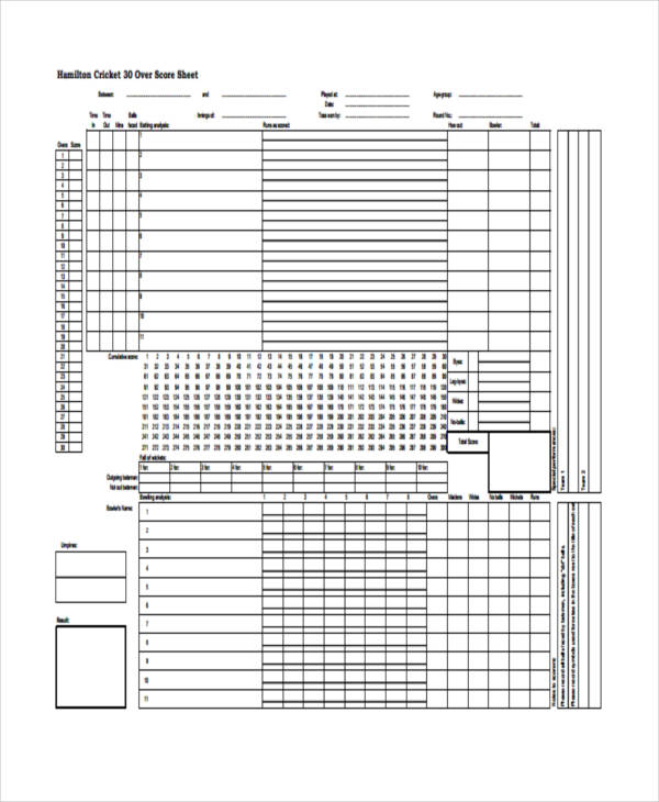 14+ Score Sheet Templates - Free Samples, Examples Format Download