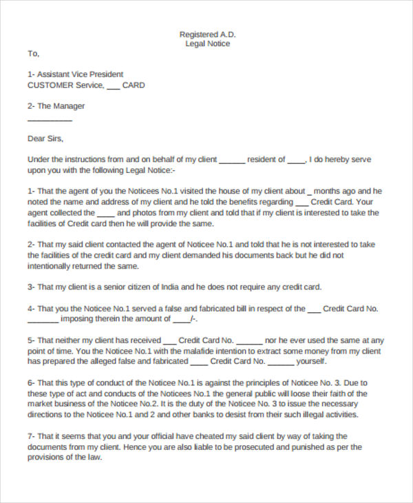 Free 15+ Legal Notice Templates in MS Word | Pages | Google Docs | PDF