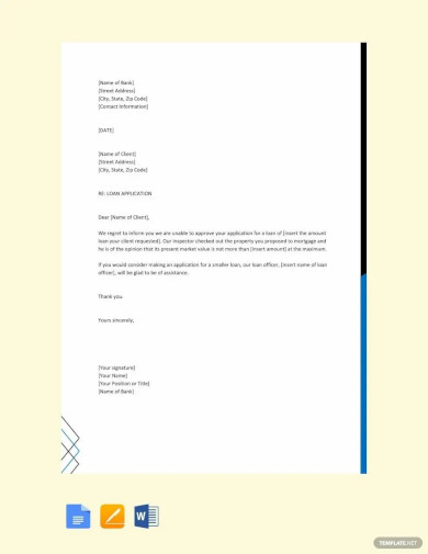 Loan Rejection Letter Templates - 10+ Word, PDF Format Download