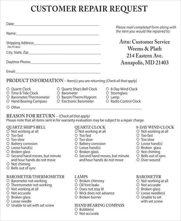 Repair Receipt Templates - 7+ Free Word, PDF, Excel Format Download