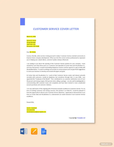 Customer Service Cover Letters -15+ Free Word, PDF Format Download