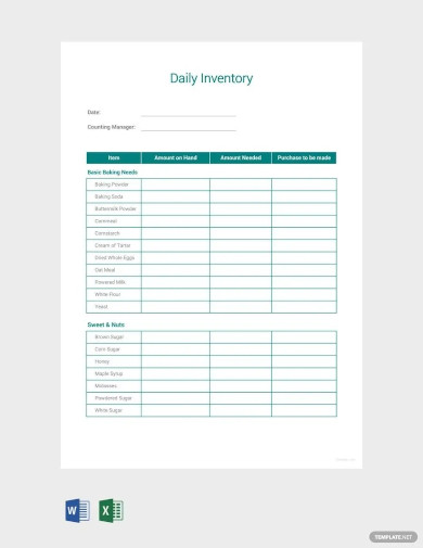 10+ Daily Inventory Templates - Sample, Example