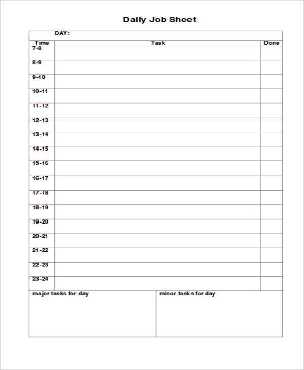 10 Job Sheet Templates Free Samples Examples Format Download