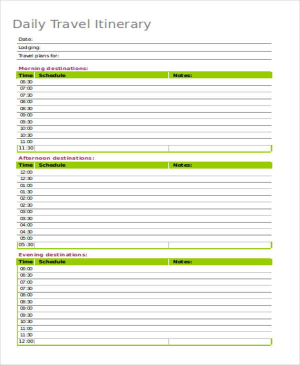 7 Daily Itinerary Templates Sample Example 7 Daily Itinerary Templates Sample Example