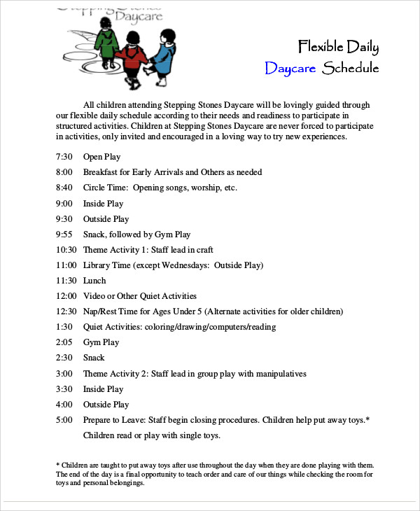 10 Daycare Schedule Templates Sample Examples