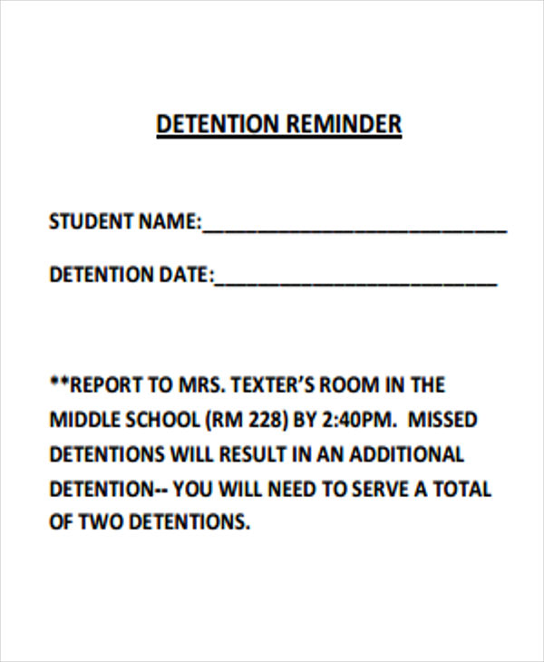 8 Detention Notice Templates - Free Sample, Example Format Download