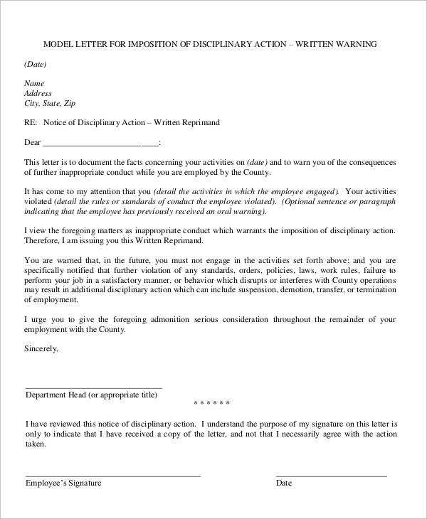 30+ Warning Letter Templates