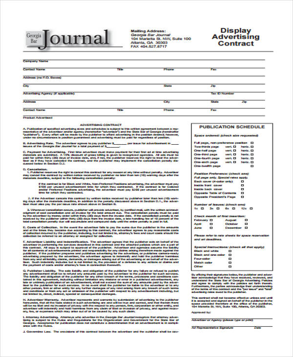 FREE 12+ Advertising Contract Templates in MS Word | Pages | PDF ...