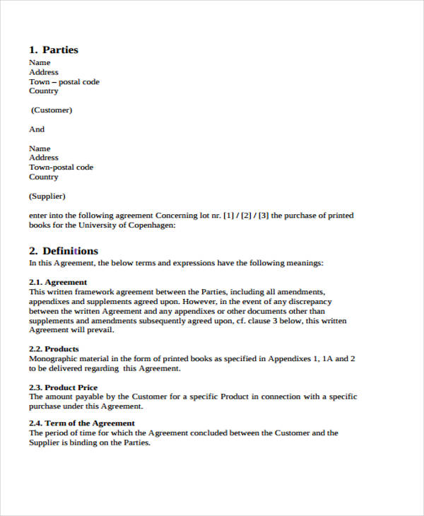 Framework Agreement Template - 11+ Free PDF, Word Format Download