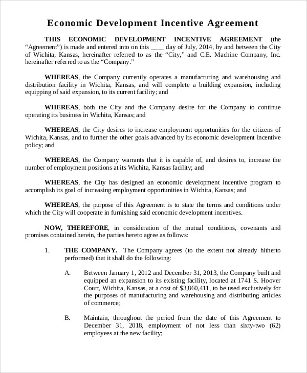 Incentive Agreement Templates - 13 Free Word, PDF Format Download