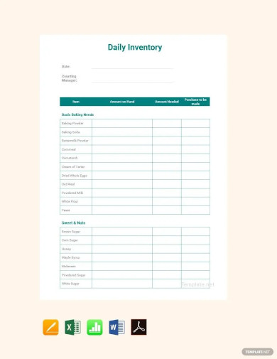 10+ Daily Inventory Templates - Sample, Example