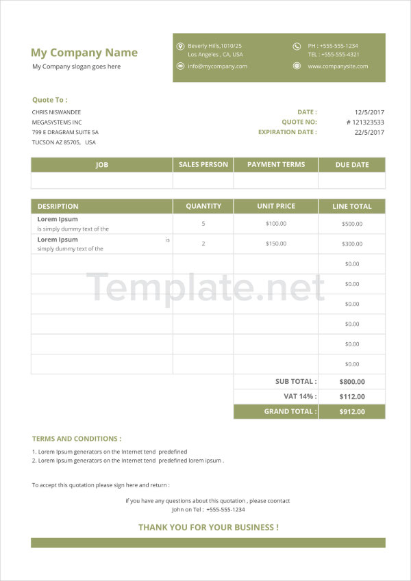  Electrical Quote Template Excel Printable Word Searches