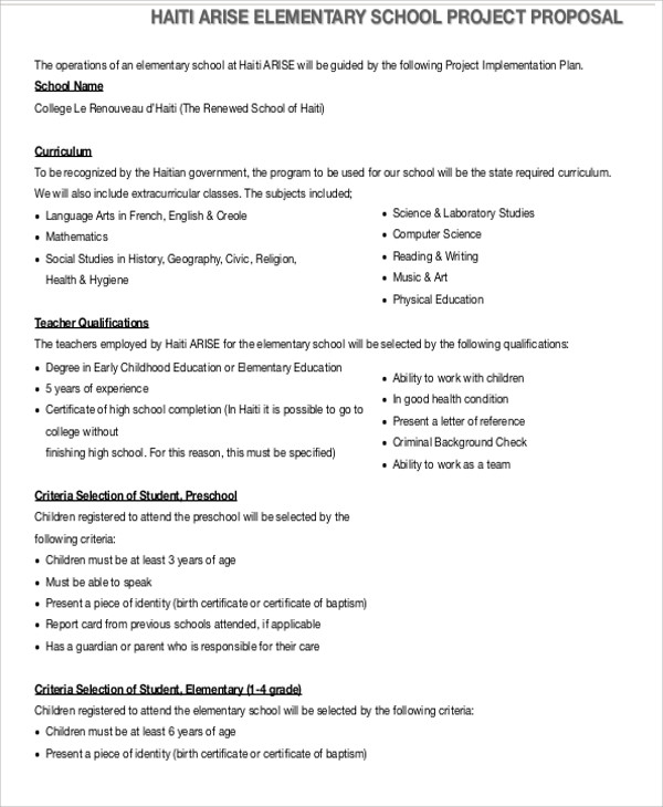 School Project Proposal Template- 16+ Word, PDF Format Download