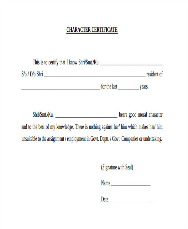 Character Certificate Format For Government Job Pdf Job Retro