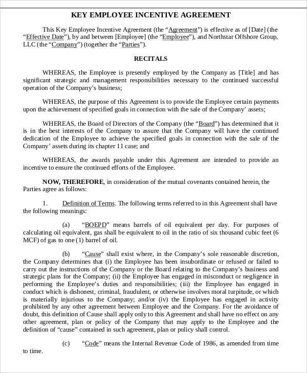 Incentive Agreement Templates - 13 Free Word, PDF Format Download